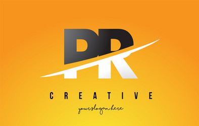 Pr p r letter modern logo design with yellow Vector Image