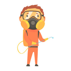 Exterminator wearing protection uniform and mask Vector Image
