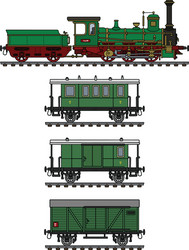 Vintage green passenger steam train Royalty Free Vector