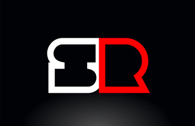 Red white alphabet letter sr s r combination Vector Image