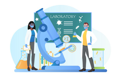 Science logo banner with experiment lab tools Vector Image