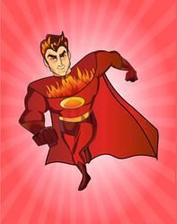 Super hero fireman cartoon retro Royalty Free Vector Image