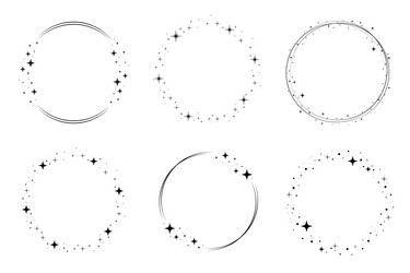 Circle star border frame set sparkle frame Vector Image