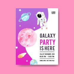Galaxy poster design with cosmos and planet Vector Image