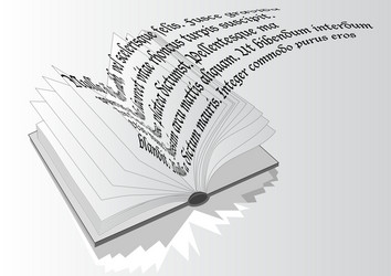 Open book with flying letters on a white Vector Image