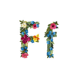 Vintage floral alphabet letter f Royalty Free Vector Image