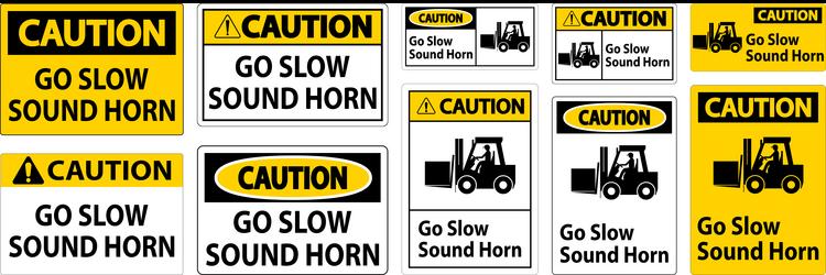 Caution sign go slow sound horn sign Royalty Free Vector