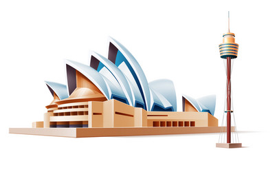 Australia cityscape with landmarks Royalty Free Vector Image