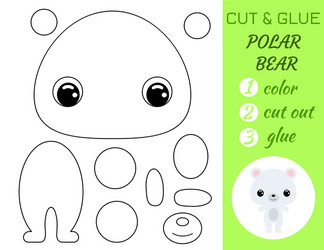 Color cut and glue paper little bear Royalty Free Vector