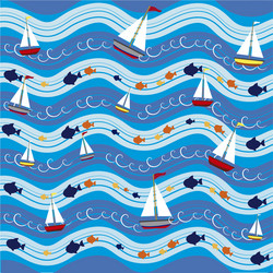 Boats in the sea pattern background 2 Royalty Free Vector