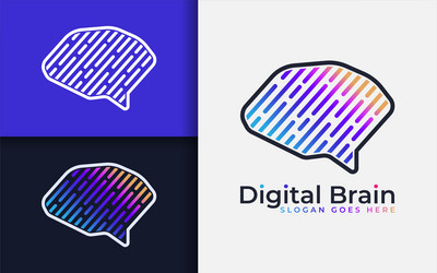 Creative digital mind logo design abstract tech Vector Image