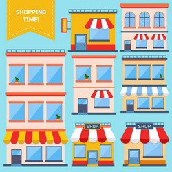 Store building flat design Royalty Free Vector Image