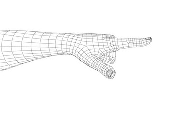 Hand gesture finger pointing symbol wireframe Vector Image