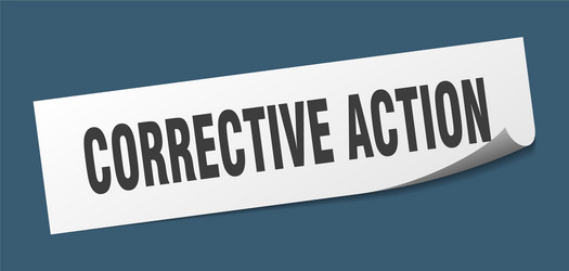 Corrective action sticker Royalty Free Vector Image
