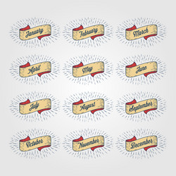 Set of month labels Royalty Free Vector Image - VectorStock