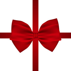 White square gift box with red ribbon and bow Vector Image