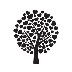Black tree in heart shape Royalty Free Vector Image