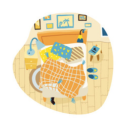 A mess in bedroom top view interior flat style Vector Image