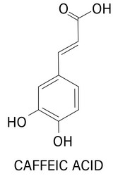 Caffeic acid molecule skeletal chemical formula Vector Image