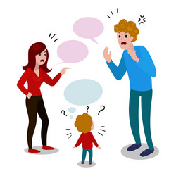 Defiant child ignoring parent scolding cartoon Vector Image