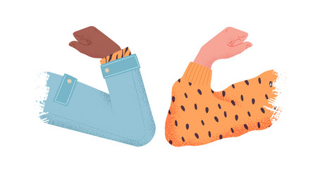 Elbow bump greeting people cartoon Royalty Free Vector Image