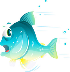 Fish cartoon escapes from danger Royalty Free Vector Image