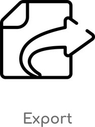 Outline export button icon isolated black simple Vector Image