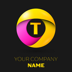 Realistic letter t logo in the colorful circle Vector Image