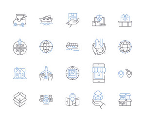 Courier services outline icons collection Vector Image