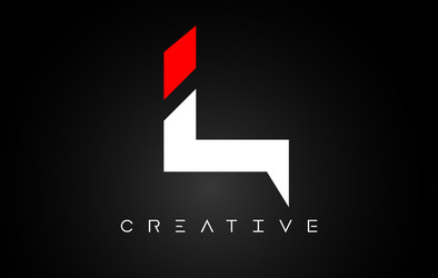 Red l brush letter logo design artistic Royalty Free Vector
