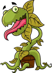 Angry evil carnivorous plant cartoon character Vector Image