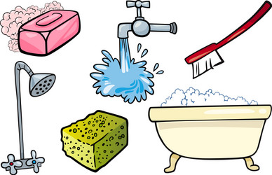 Household objects cartoon set Royalty Free Vector Image