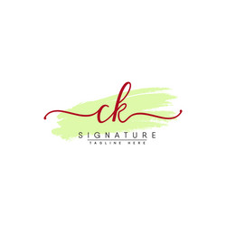 Ck simple signature logo - handwritten template Vector Image