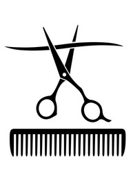 Scissors cutting strand of hair Royalty Free Vector Image