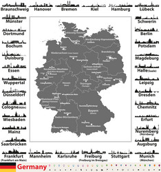 Germany map with states capitals and largest Vector Image