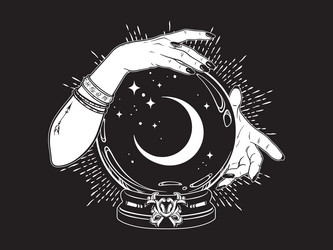 Magic crystal ball with gems and moon Royalty Free Vector