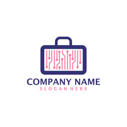 Tech suitcase logo design Royalty Free Vector Image