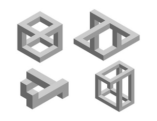 Impossible object set no5 isolated on white Vector Image