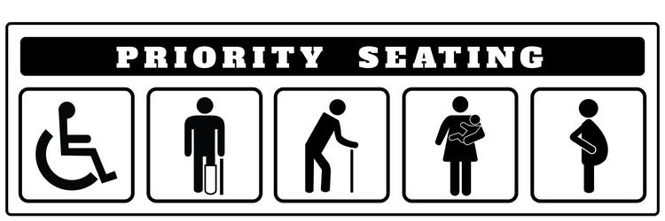 Priority seating icons for sticker on black Vector Image