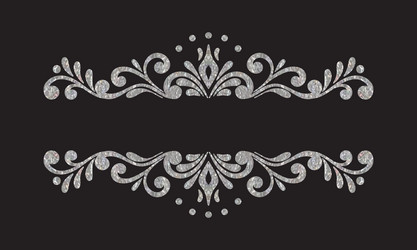 Round silver floral frame set luxury golden Vector Image