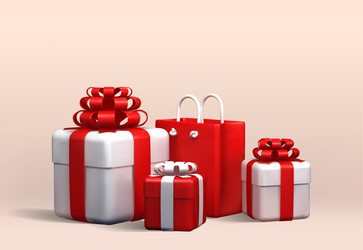 White present gift box 3d icon Royalty Free Vector Image
