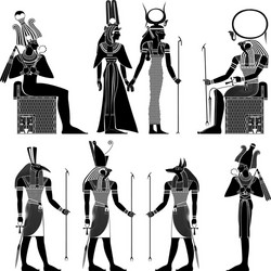 Set of egyptian ancient symbol isolated figure Vector Image