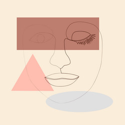 Minimalist portrait female face one Royalty Free Vector