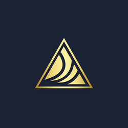 Triangle abstract curve gold logo Royalty Free Vector Image
