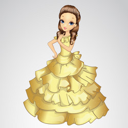 Girl in gold dress dancing Royalty Free Vector Image