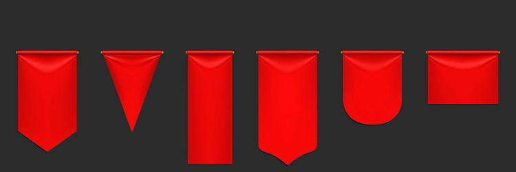 Red flags and pennants on poles mockup Royalty Free Vector