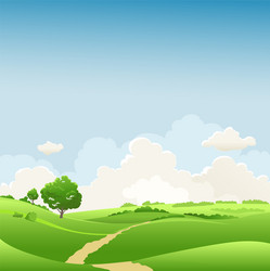 Cartoon spring landscape Royalty Free Vector Image
