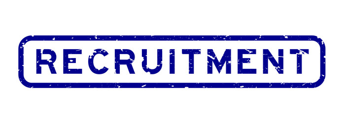 Grunge blue recruitment word square rubber seal Vector Image