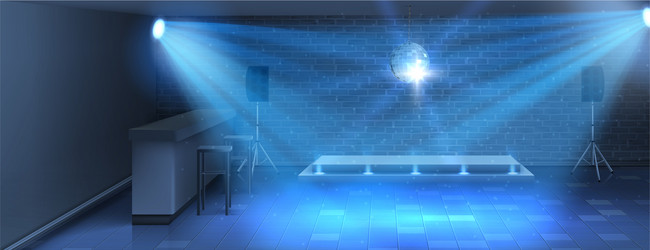 Interior background with empty dance floor Vector Image