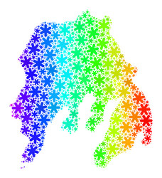 Spectral gradiented winter mosaic java island map Vector Image